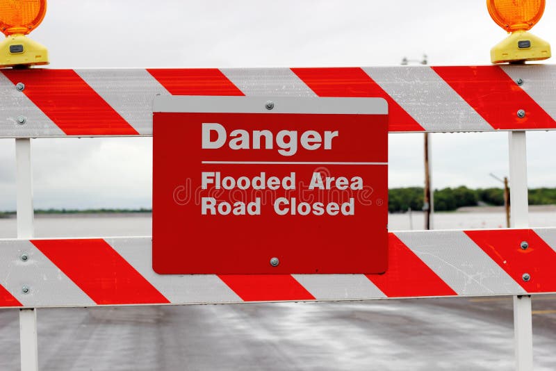 Flood Road Sign stock photo. Image of stripes, blocked - 30950770