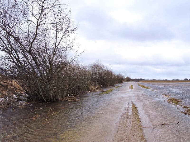 Flood Time in Spring Windy Day , Lithuania Stock Image - Image of white ...