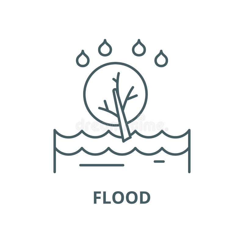 Flood Vector Line Icon, Linear Concept, Outline Sign, Symbol Stock ...