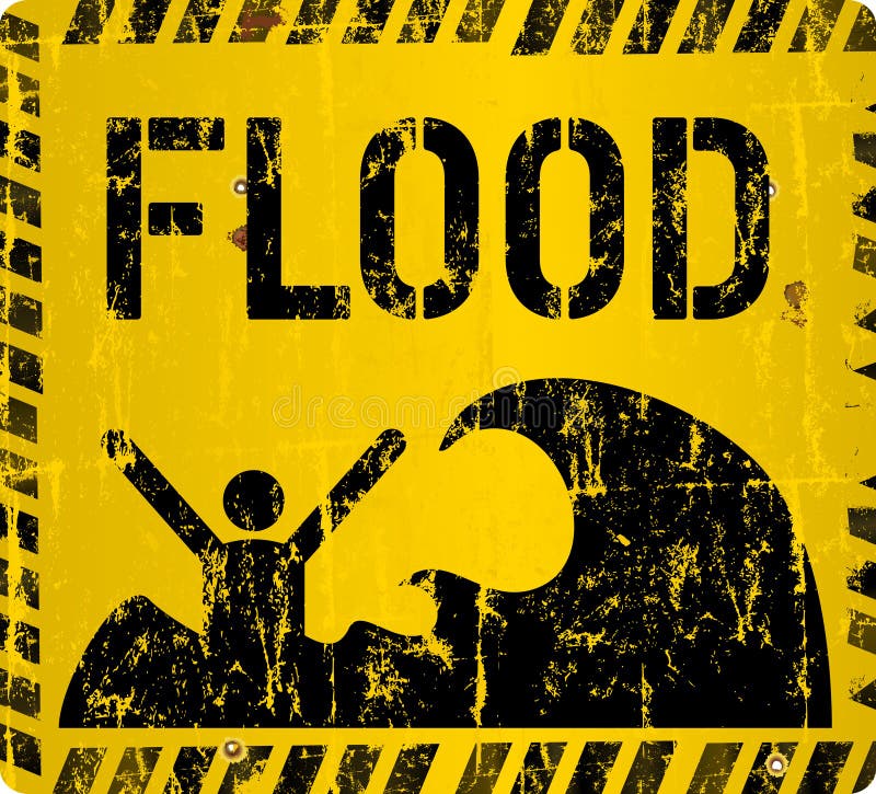Flood warning sign stock vector. Illustration of sign - 98986491
