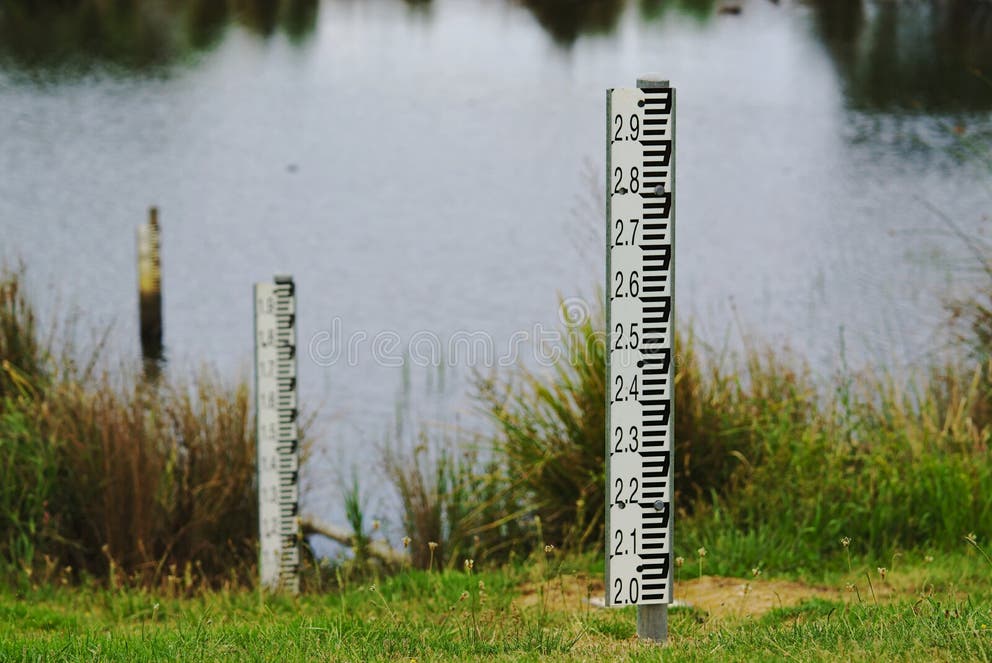 Flood Water Level Indicators Stock Image - Image of inundate, road ...