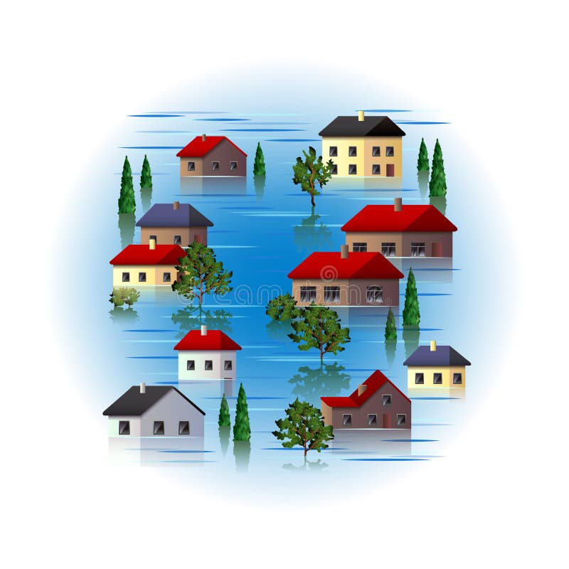 Flood on white vector stock vector. Illustration of change - 66205939