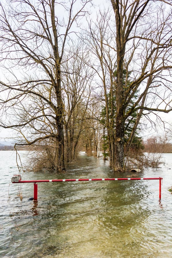 Flooded barrier stock photo. Image of submerged, road - 39418278