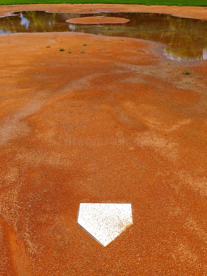 Flooded Baseball Base Ball Diamond Field from Rain or Flooding Stock ...