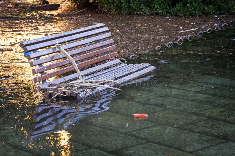 Flooded bench stock image. Image of flood, natural, high - 47085999