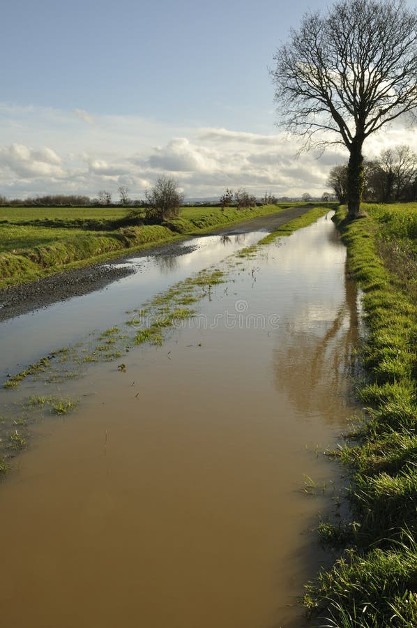 Flooded Country Roadway #5 stock image. Image of rain, river - 286003