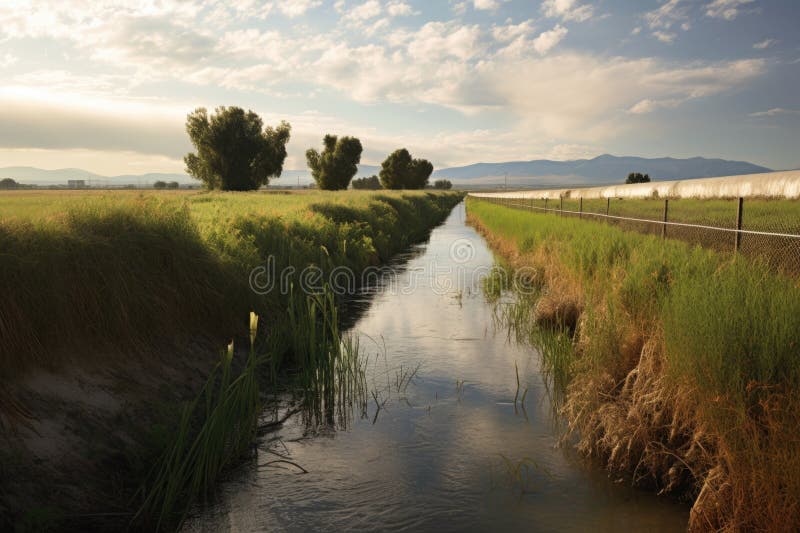 Flooded Irrigation Canal Overflowing into Adjacent Field Stock ...