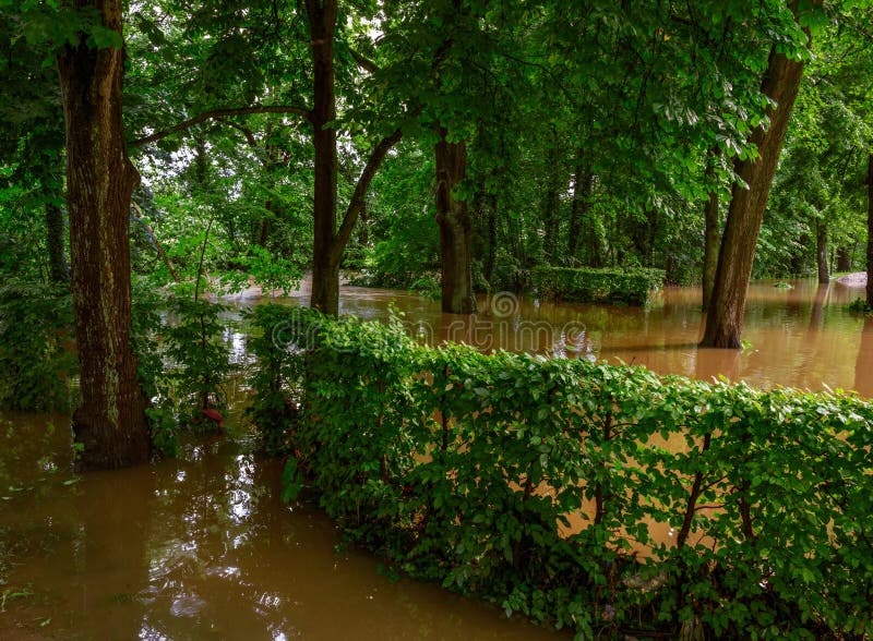 Flooded Landscape in Schrobenhausen Stock Image - Image of flowed ...