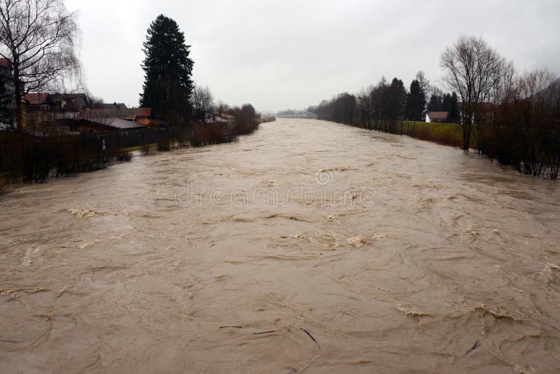 Flooded Landscape in Winter Stock Image - Image of closed, blocked ...