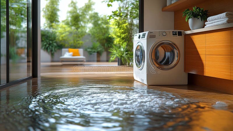 Flooded Laundry Room stock illustration. Illustration of flood - 340927671