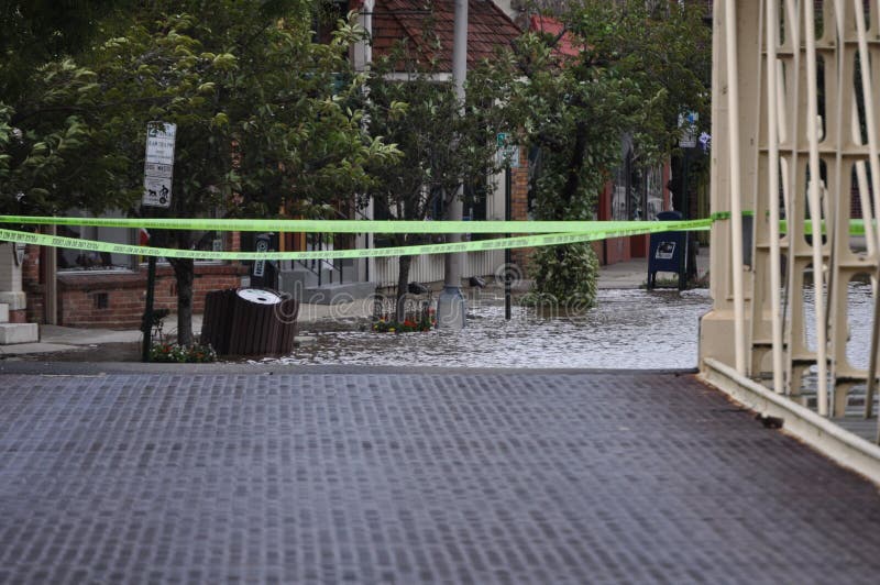 Flooded Main Street in Clinton, NJ Editorial Stock Photo - Image of ...