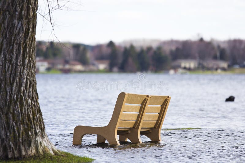 Flooded park bench stock image. Image of flooded, bench - 40386213