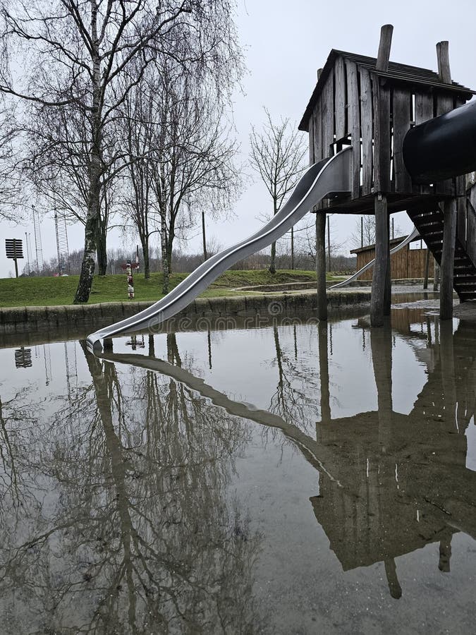 The flooded playground stock photo. Image of climate - 306994422
