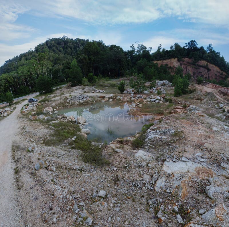 Flooded Rainwater at the Quarry Area. Stock Image - Image of limestone ...