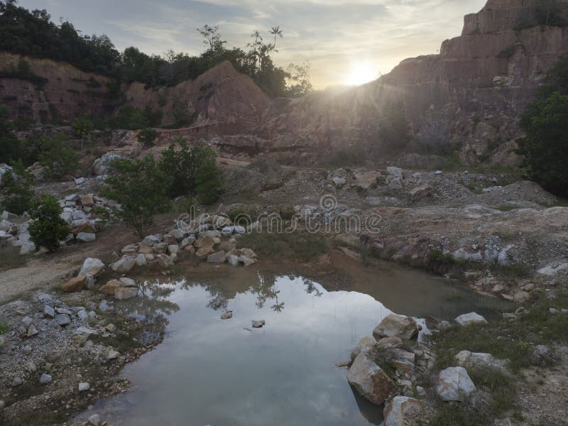 Flooded Rainwater at the Quarry Area. Stock Photo - Image of wilderness ...