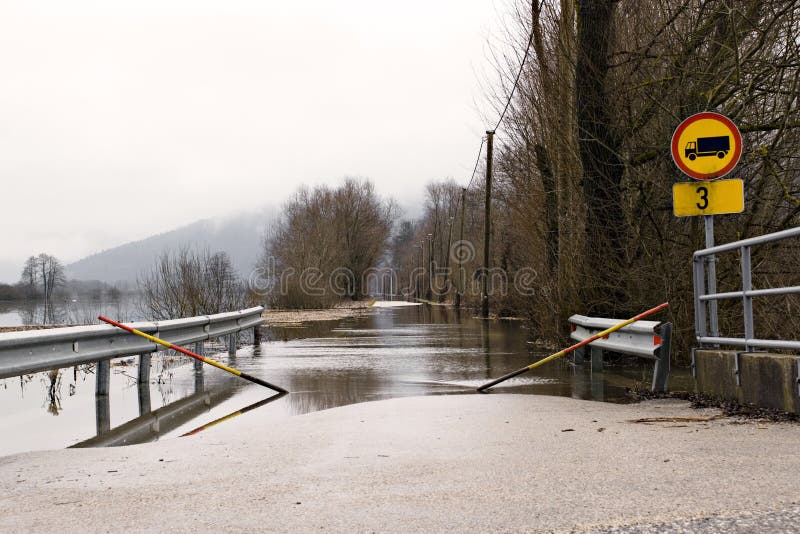 Flood in Lithuania editorial photography. Image of sign - 49095987