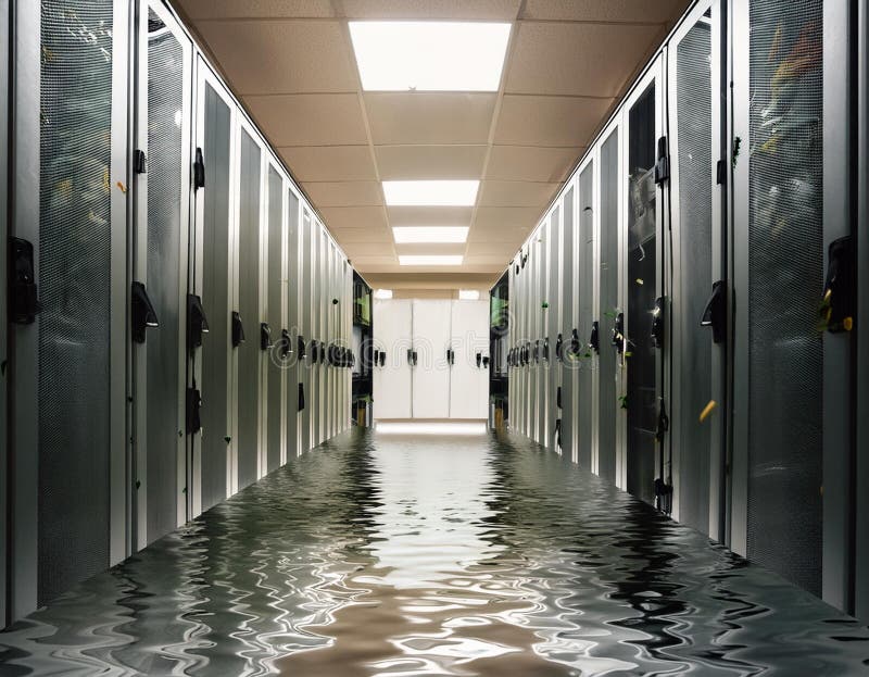 Flooded server room stock illustration. Illustration of room - 323460097