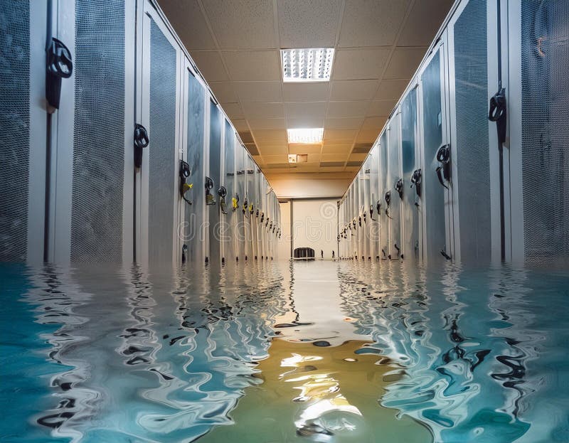 Flooded server room stock illustration. Illustration of disaster ...