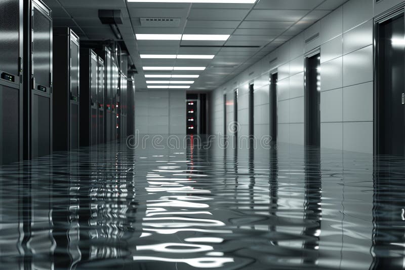 Flooded Server Room stock illustration. Illustration of repair - 331960982