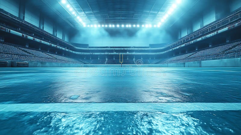 Flooded Stadium Underneath Bright Lights at Night Stock Image - Image ...