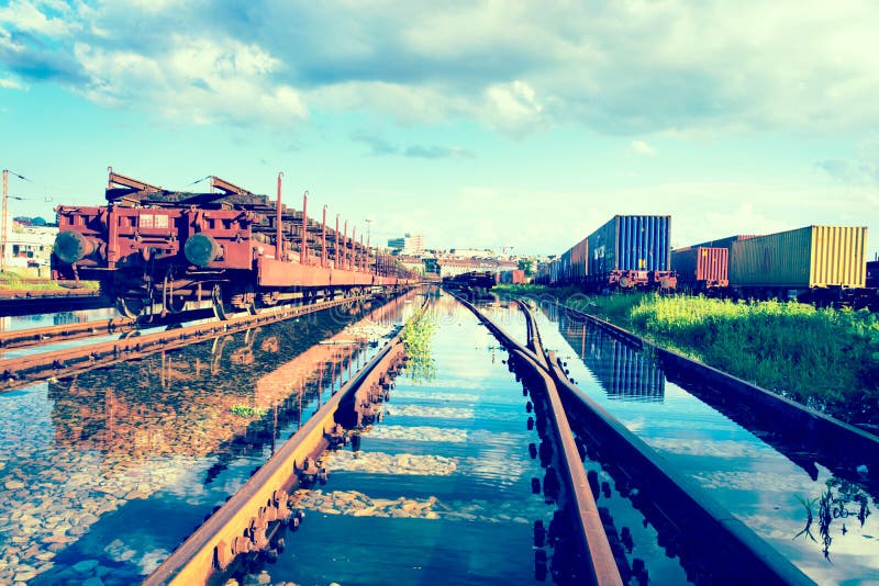 Flooded Train Tracks: Transport Halted by Water. Impact of Flooding on ...