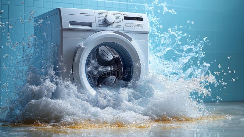 Flooded Washing Machine in Action Generative AI Stock Illustration ...