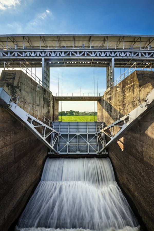 Floodgates open stock image. Image of power, lake, generator - 431993