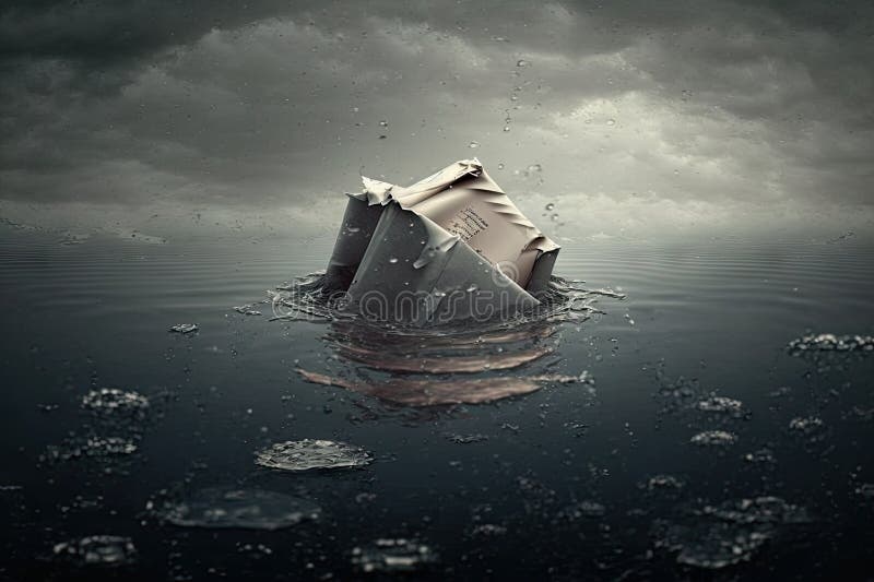 Flooding with Debris, Floating on Water Surface Stock Illustration ...