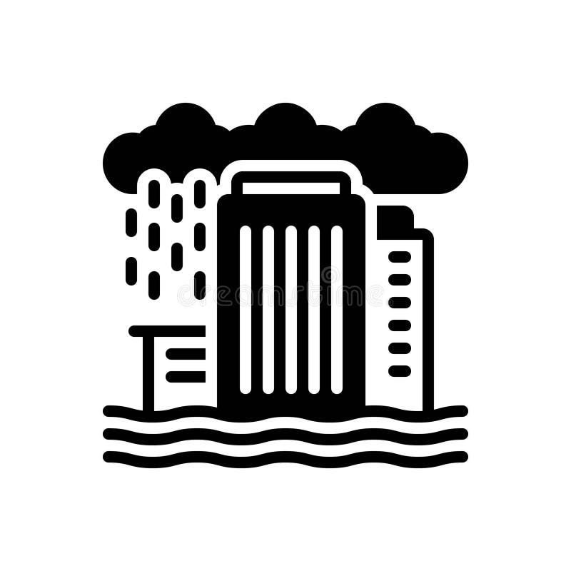 Black Solid Icon for Flooding, Deluge and Flood Stock Illustration ...