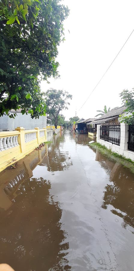 Flooding that Inundated the Road Village Stock Image - Image of village ...