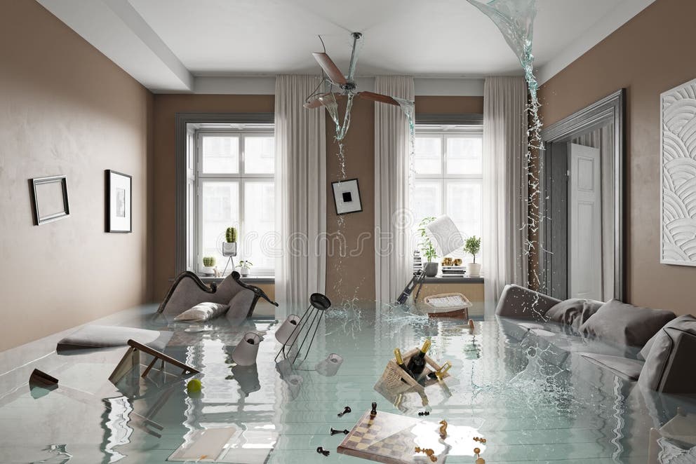 Flooding living interior stock illustration. Illustration of interior ...