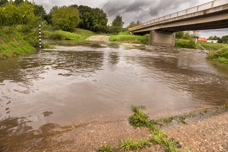 Flooding in Mild Weather Zone. Climate Change Concept Stock Photo ...