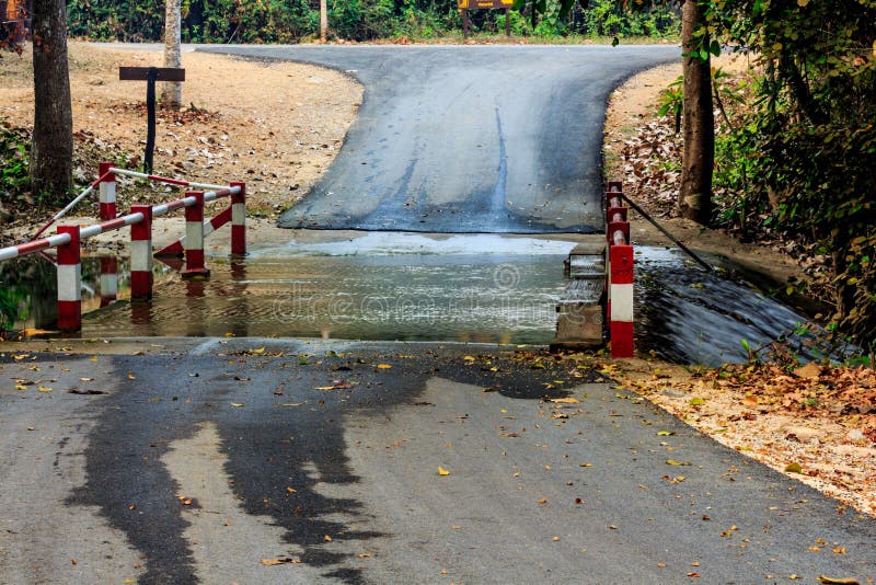 Flooding Over the Road at National Park Waterfall Stock Photo - Image ...