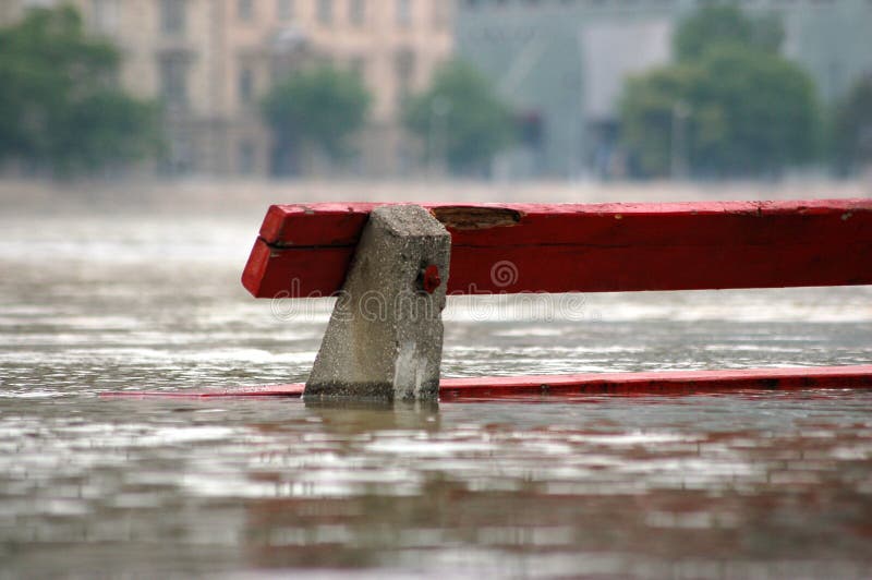 Flooding river stock image. Image of nature, bench, water - 30665417