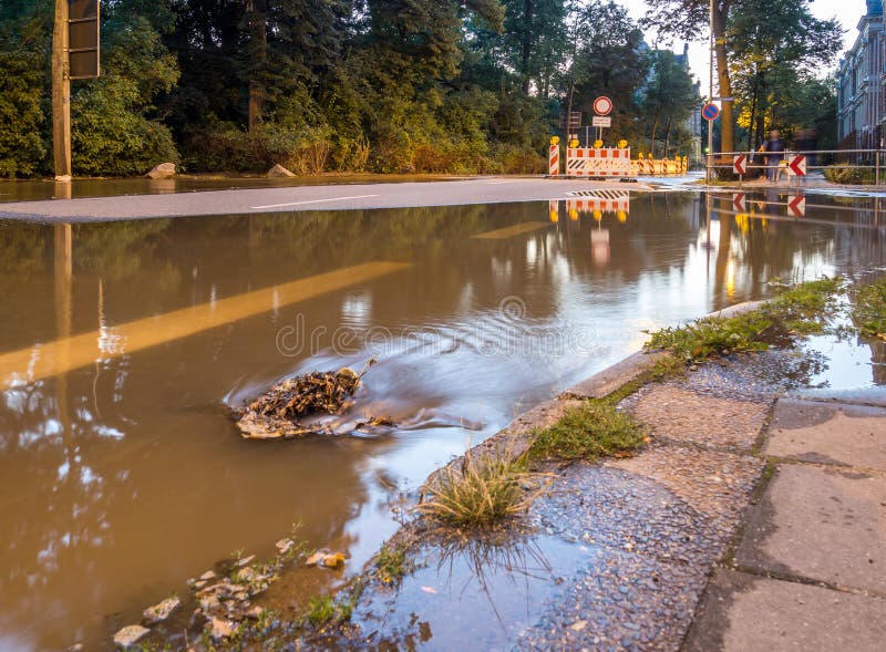Flooding of a Street after a Storm Stock Photo - Image of danger ...
