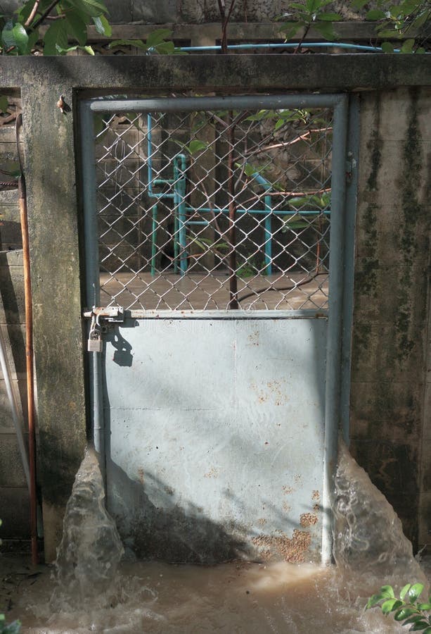 Flooding Water Passing through between Door and Frame Stock Photo ...