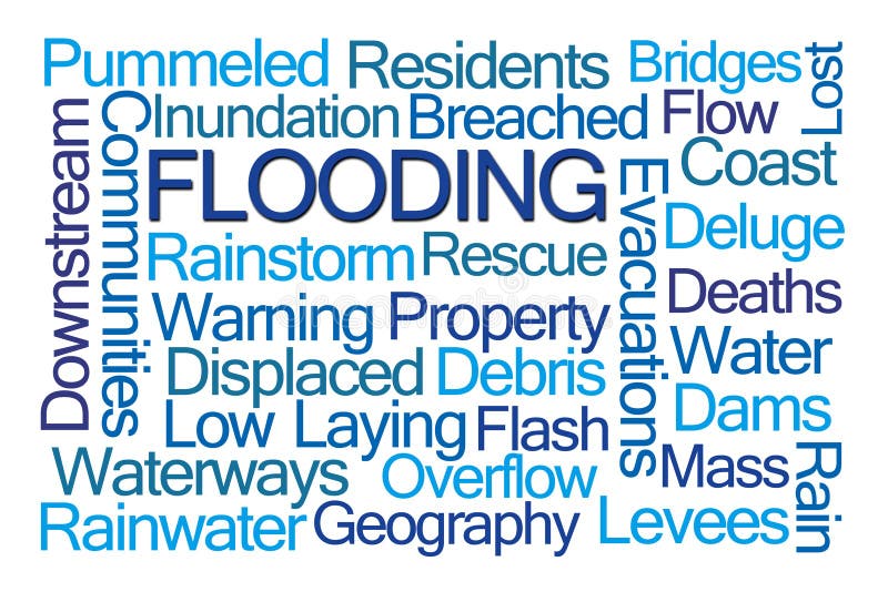 Flooding Word Cloud stock image. Image of downstream - 61738567