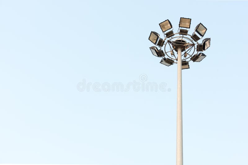 Floodlight on the Beach Front Road with Clear Sky Stock Image - Image ...
