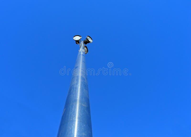 A Floodlight Tower - Light Pole Tall Mast Stock Photo - Image of ...