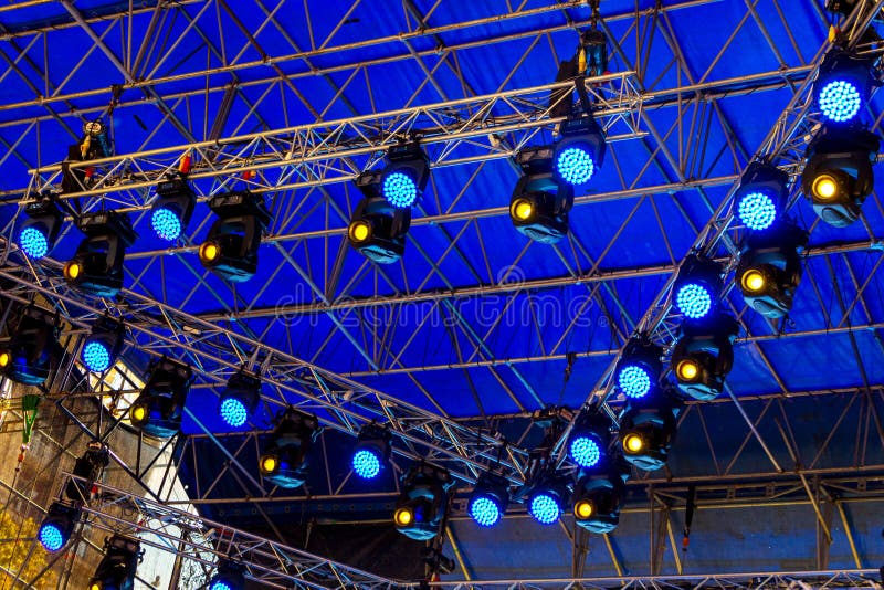 Floodlights on Stage for Lighting a Show or a Concert_ Stock Image ...