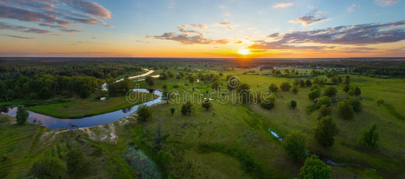 Belarusian landscape stock photo. Image of aerial, palessie - 92522622