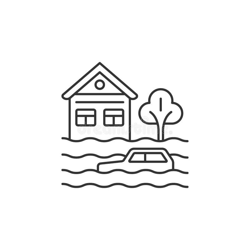 Floods linear icon stock vector. Illustration of flooded - 223708434