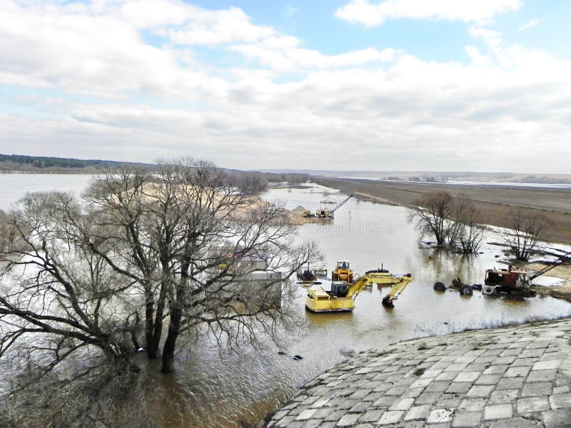 Floods in the Spring. Spring Flood Turned a Small River into a Large ...