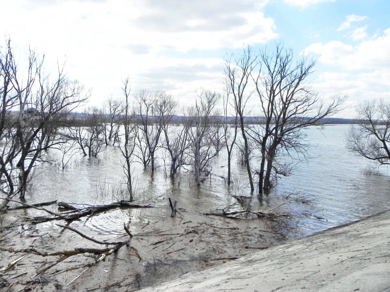 Floods in the Spring. Spring Flood Turned a Small River into a Large ...