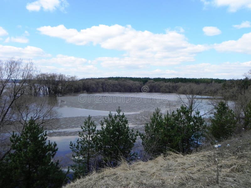 Floods in the Spring. Spring Flood Turned a Small River into a Large ...