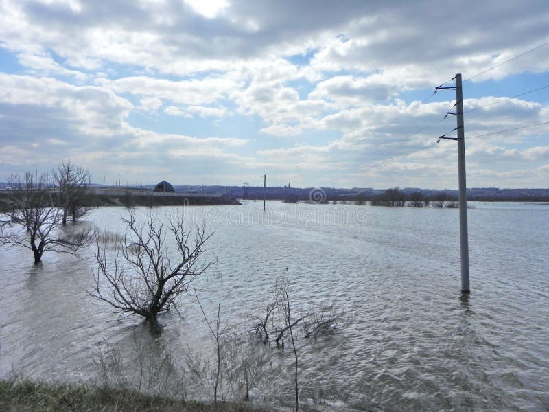 Floods in the Spring. Spring Flood Turned a Small River into a Large ...