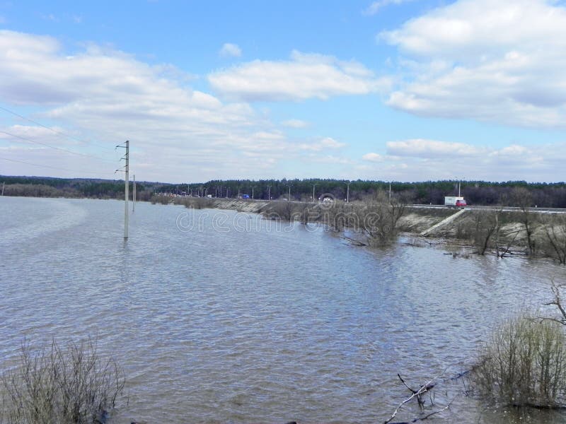 Floods in the Spring. Spring Flood Turned a Small River into a Large ...