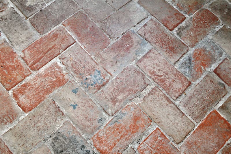 Floor of Bricks in Herringbone Pattern Stock Image - Image of pattern ...