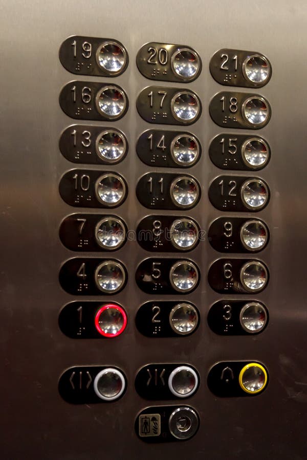 Elevator Buttons Lit Up