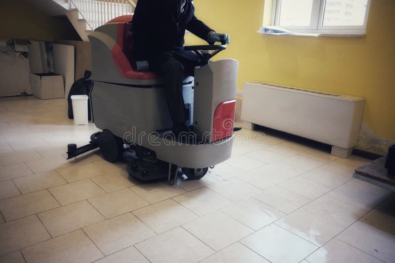 Floor Cleaning Machine with Operator Board Stock Photo - Image of ...